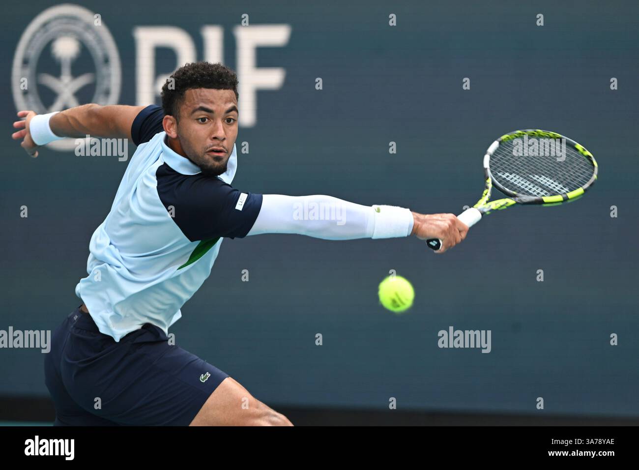 MIAMI GARDENS, FL - MARCH 26: Arthur Fils (FRA) iin action during the ...
