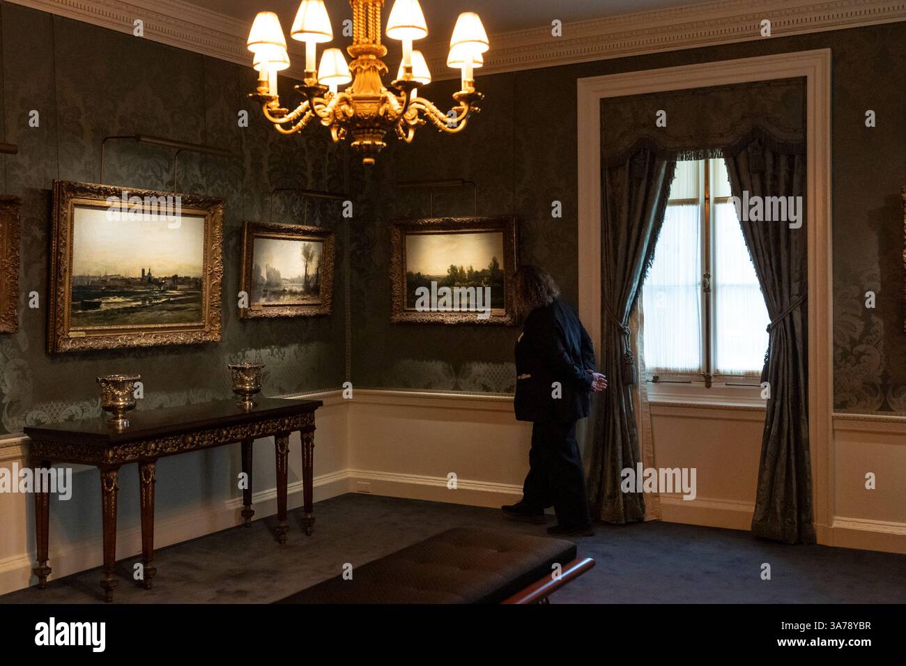 Members of the press attend press preview of The Frick Collection after ...