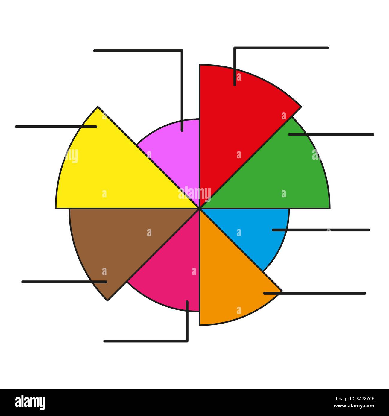 Colorful pie chart. Infographic data visualization. Segmented circular ...