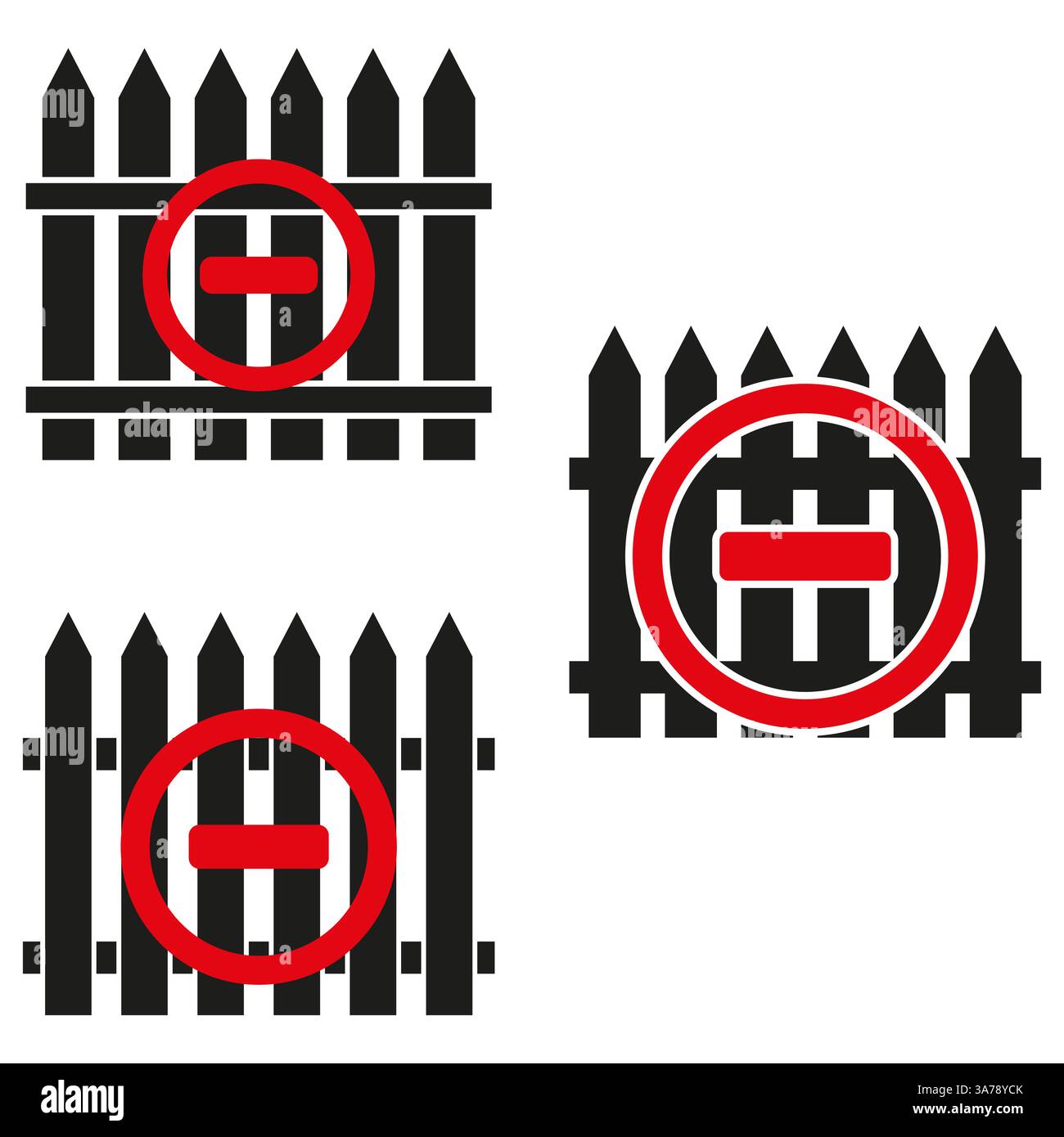 No entry fence. Restricted area icon. Red prohibition symbol. Vector ...