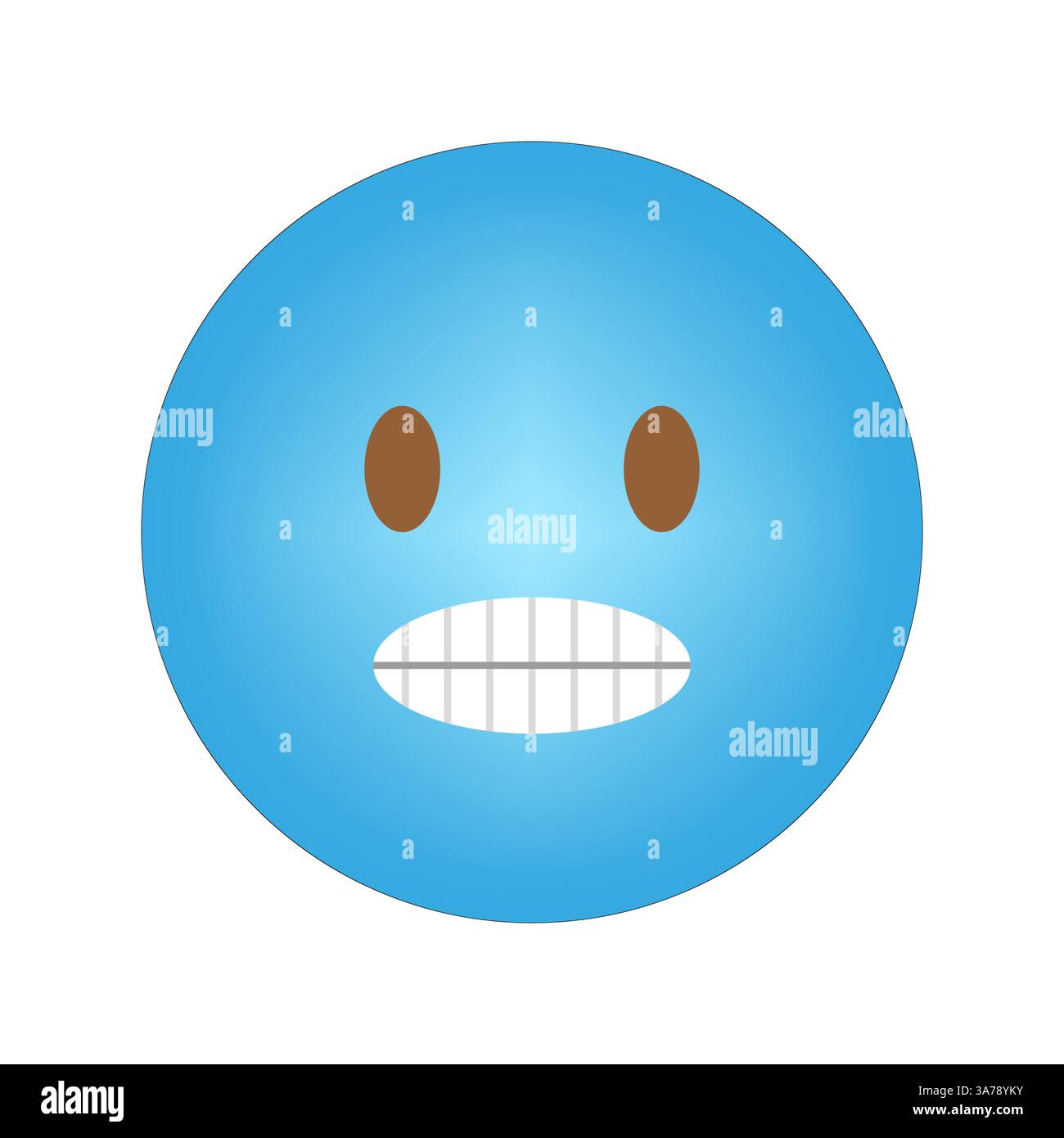 Blue emoji face. Nervous smile expression. Gradient round icon. Vector ...