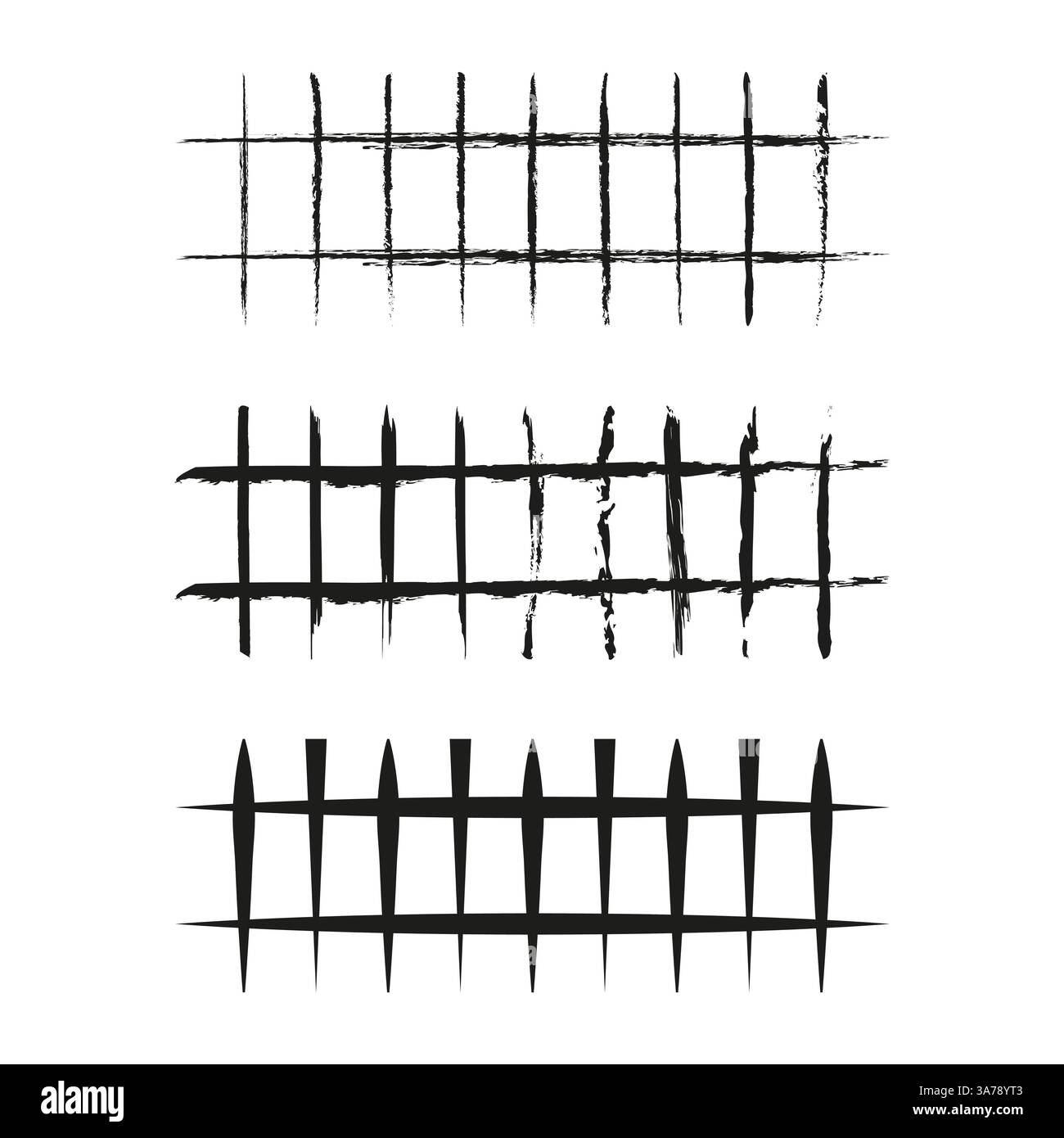 Hand drawn grid. Artistic crosshatch pattern. Black ink strokes. Vector illustration Stock ...