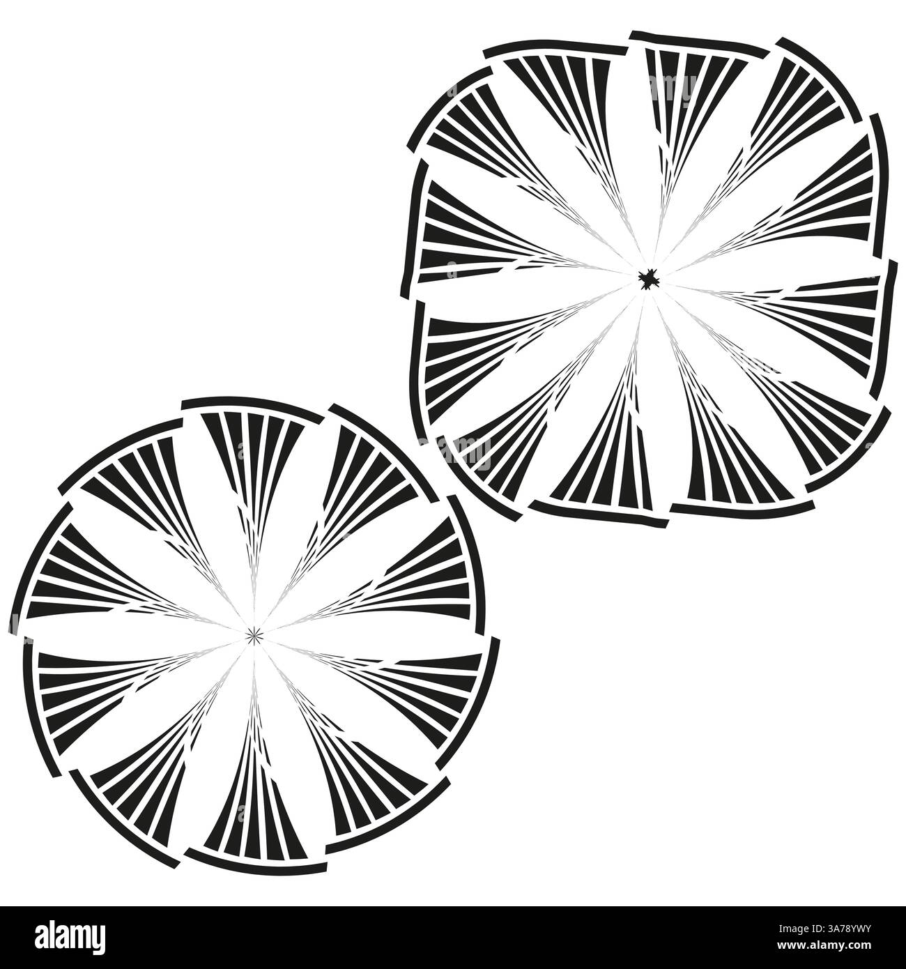 Circular abstract shape. Optical illusion vector. Black white motion ...