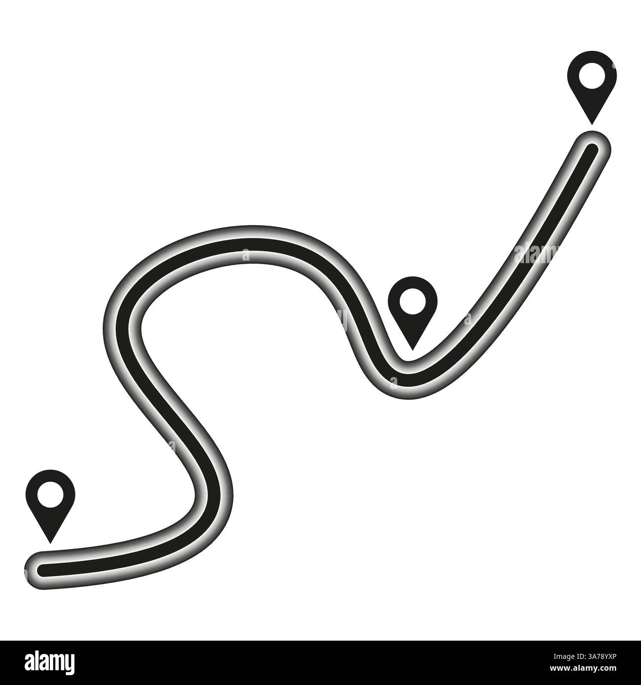 Curved Road Path Navigation Route Symbol Travel Location Markers