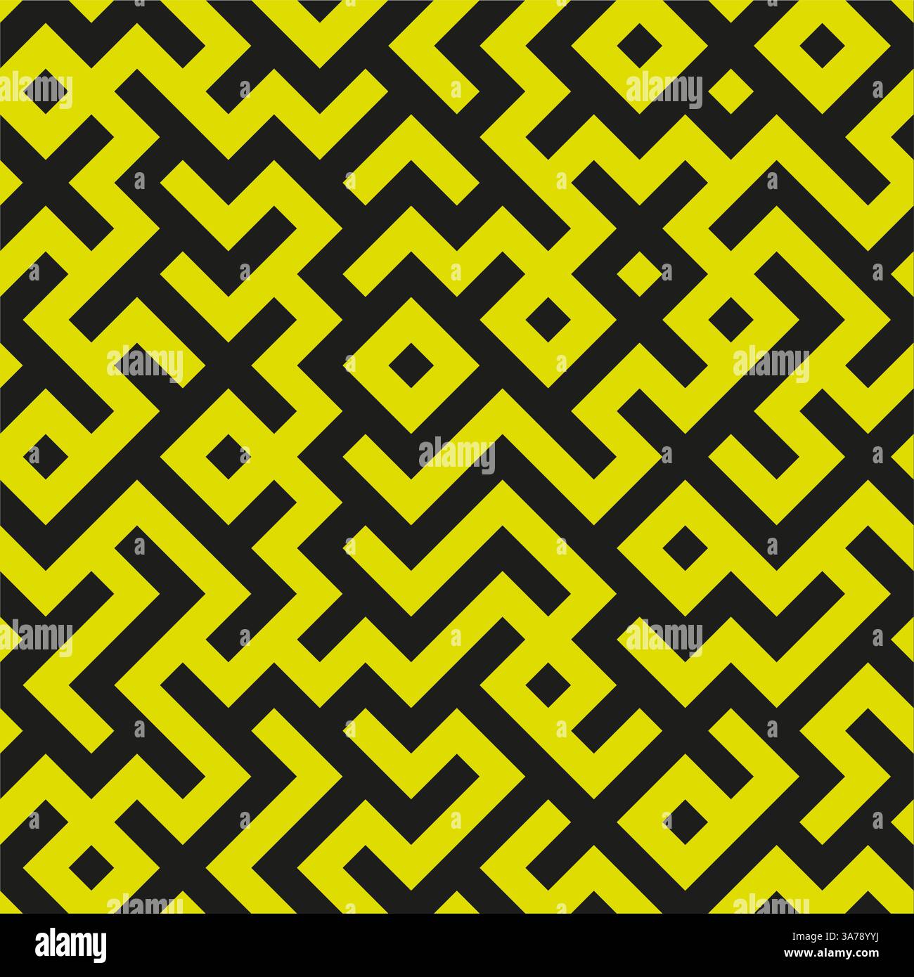 Abstract yellow pattern. Geometric maze texture. Bold black contrast ...
