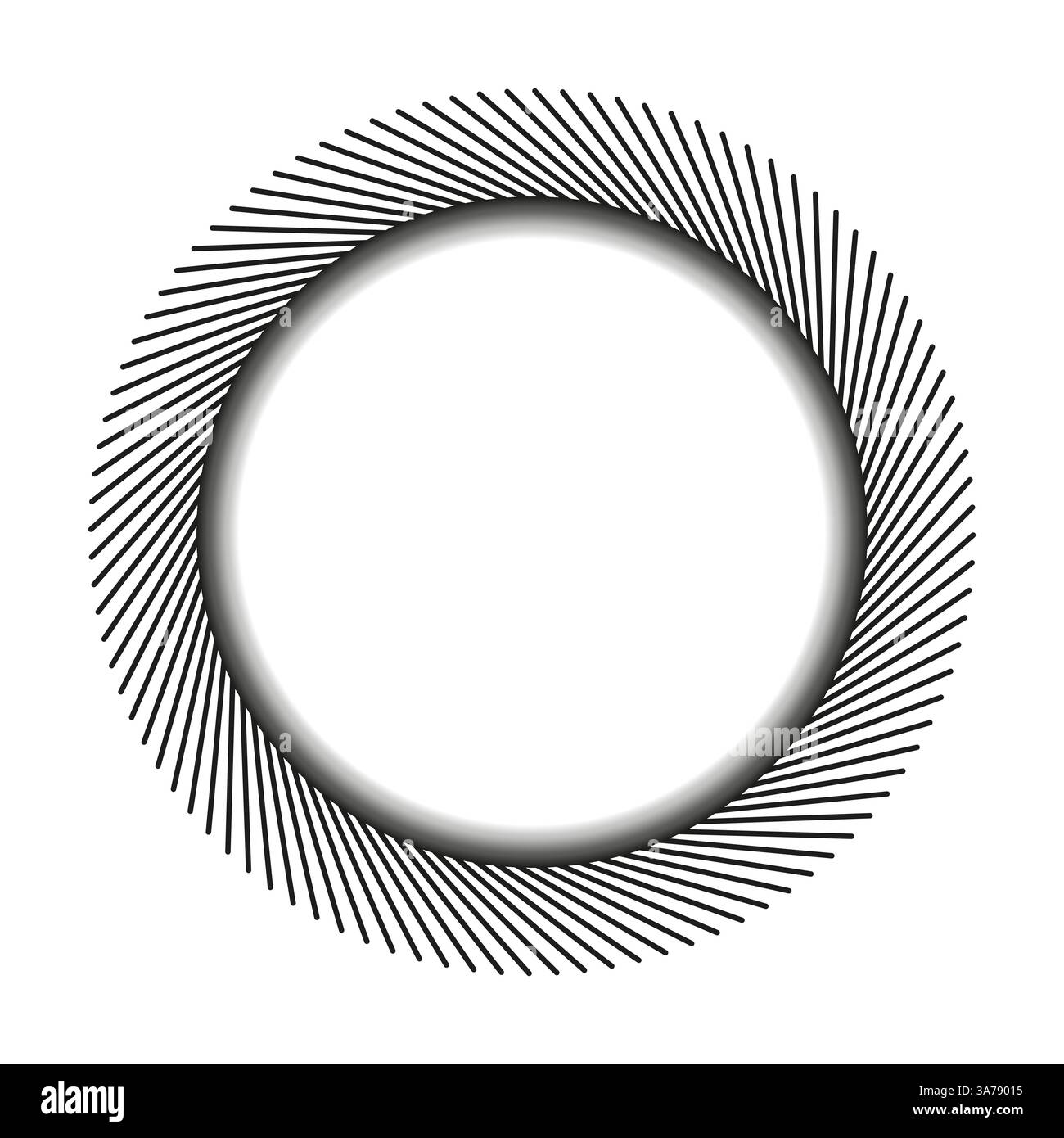 Abstract circular frame. Rotating black lines. Geometric hollow shape. Modern minimal element ...