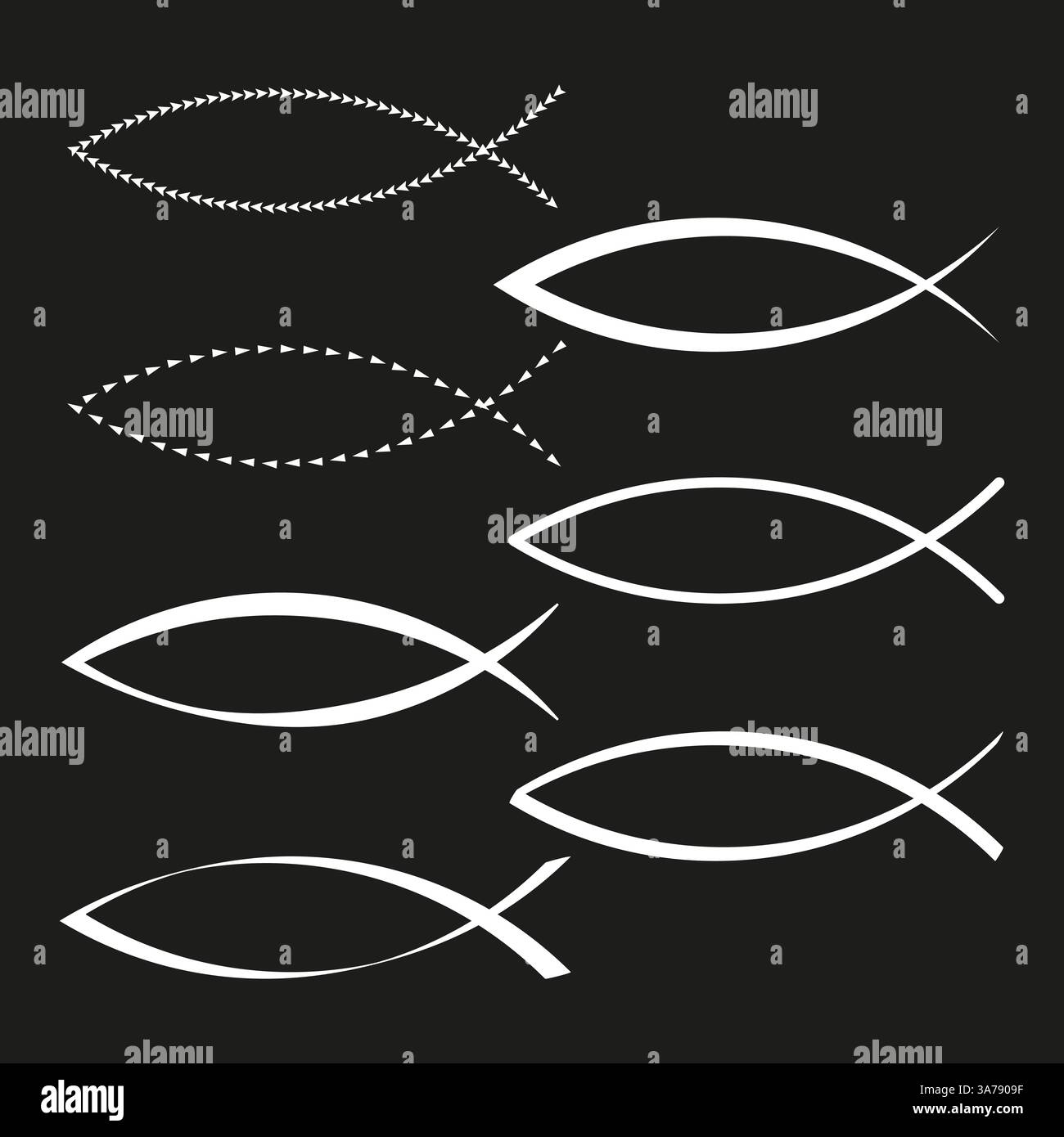 Christian fish icon. Religious ichthys vector. Minimal Jesus symbol ...