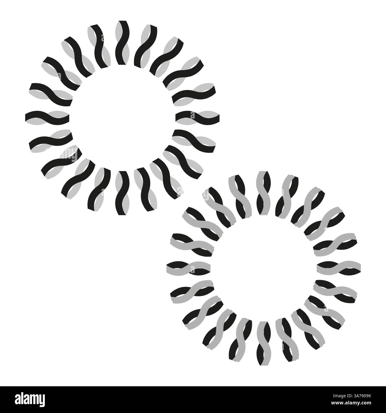 Wavy circular elements. Abstract rotating rings. Optical illusion ...