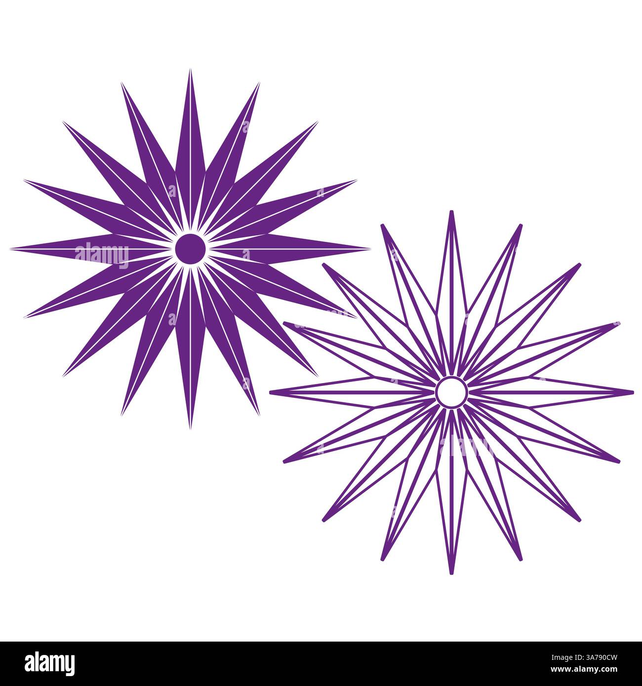 Purple star pattern. Symmetrical spiked shapes. Abstract sharp elements. Vector graphic Stock ...