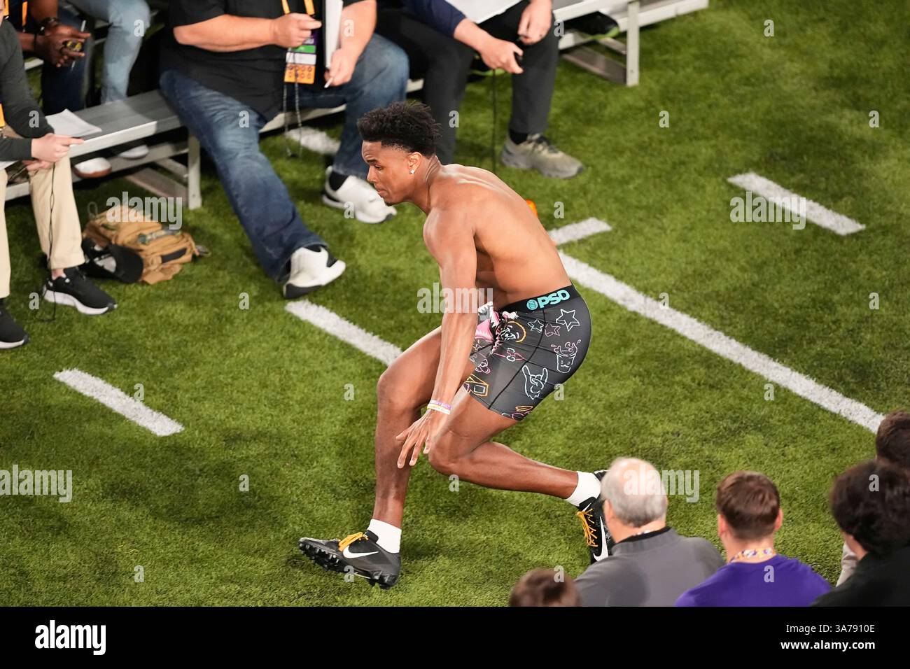 LSU wide receiver Kyren Lacy runs through drills during the school's ...