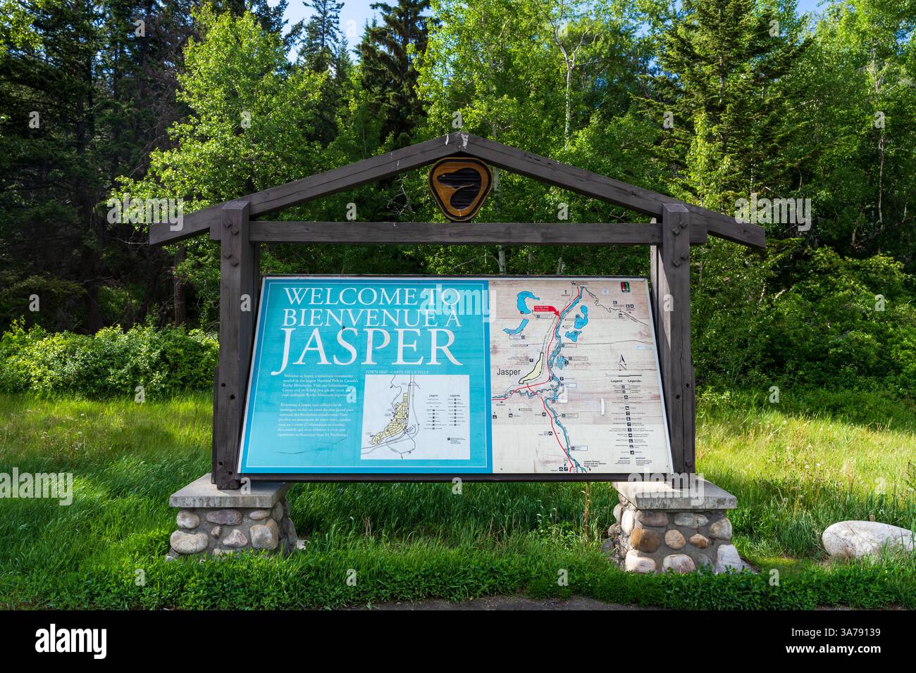 Welcome to Jasper Town Sign Amidst Scenic Canadian Rockies. Jasper ...