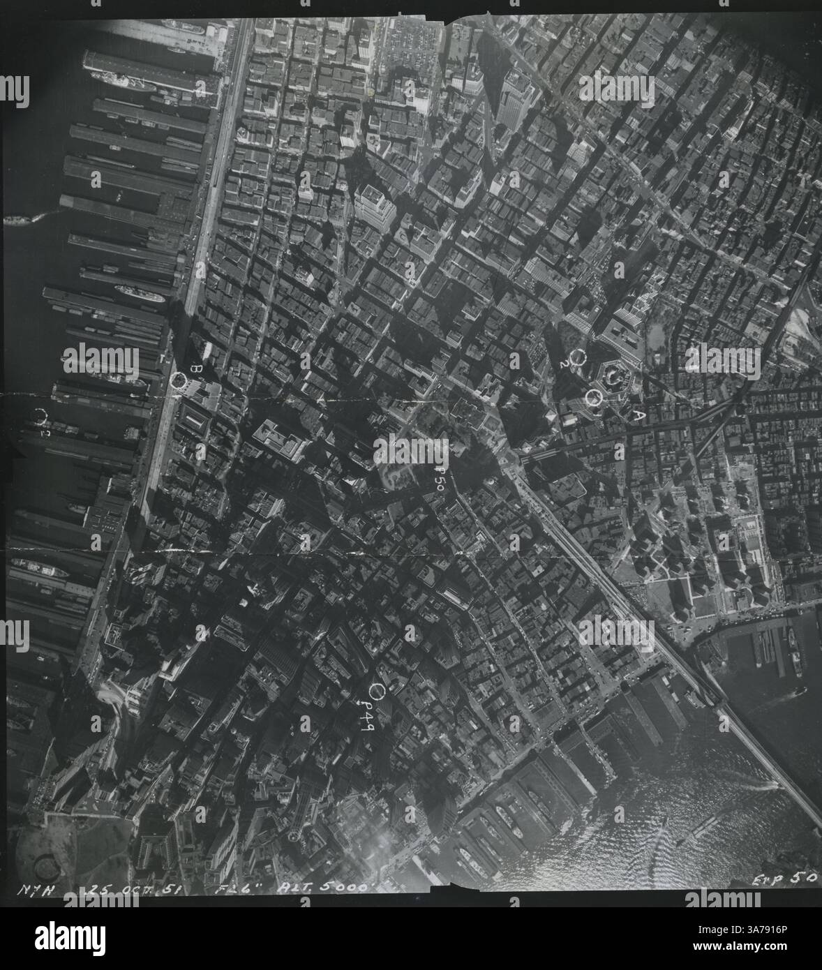 An aerial topographic photograph of Lower Manhattan, New York City ...
