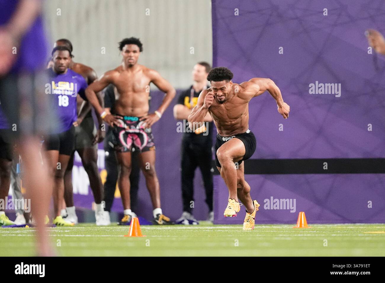 LSU running back Josh Williams runs through drills during the school's ...