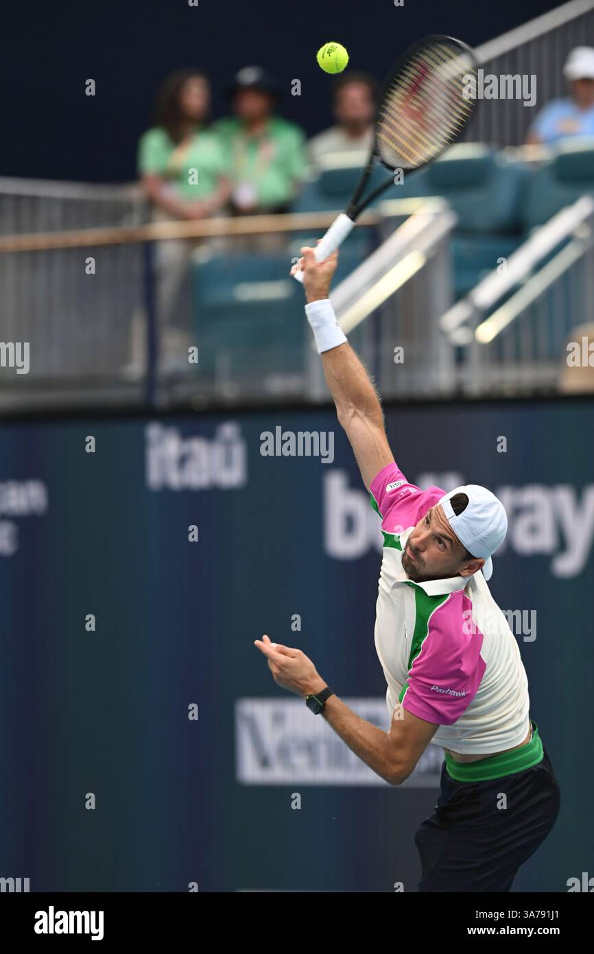 MIAMI GARDENS, FL - MARCH 26: Grigor Dimitrov (BUL) during the men's ...