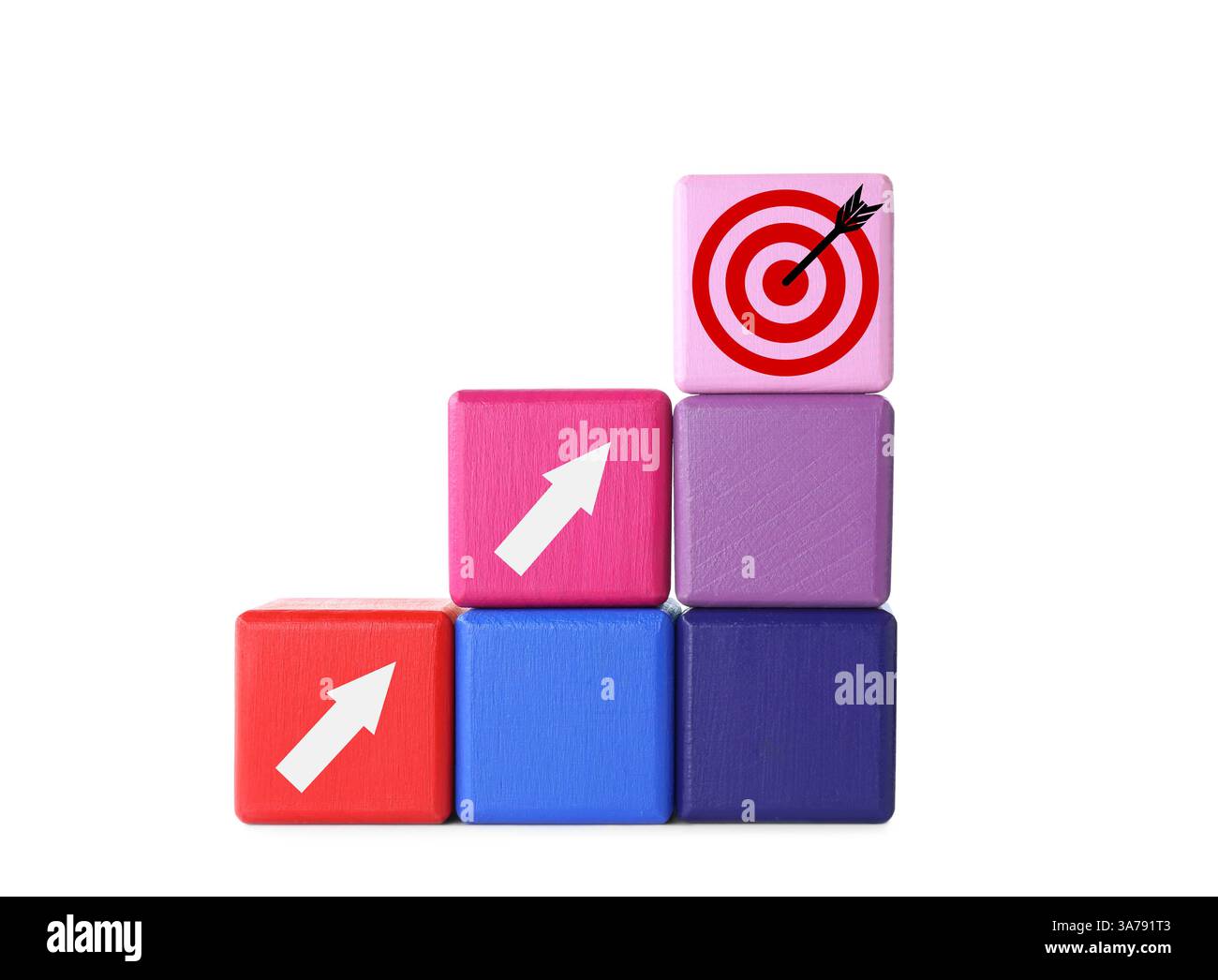 Targeting. Cubes with arrows and bullseye on white background Stock ...