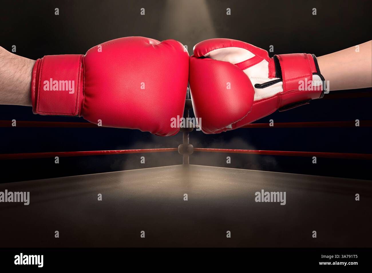Boxers fighting in boxing ring, closeup. Sportive event Stock Photo - Alamy