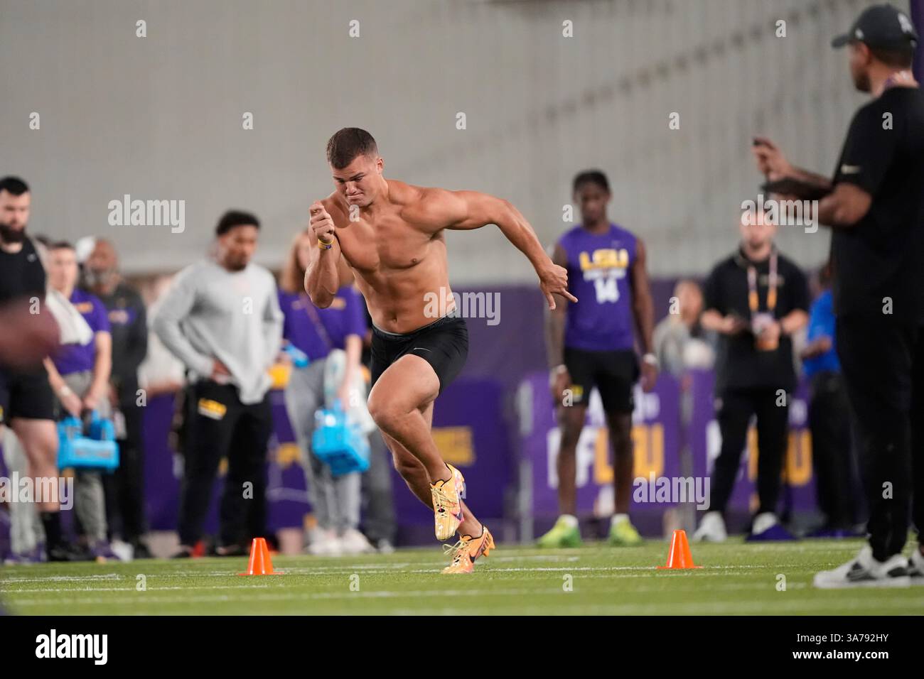 LSU tight end Mason Taylor runs through drills during the school's NFL ...