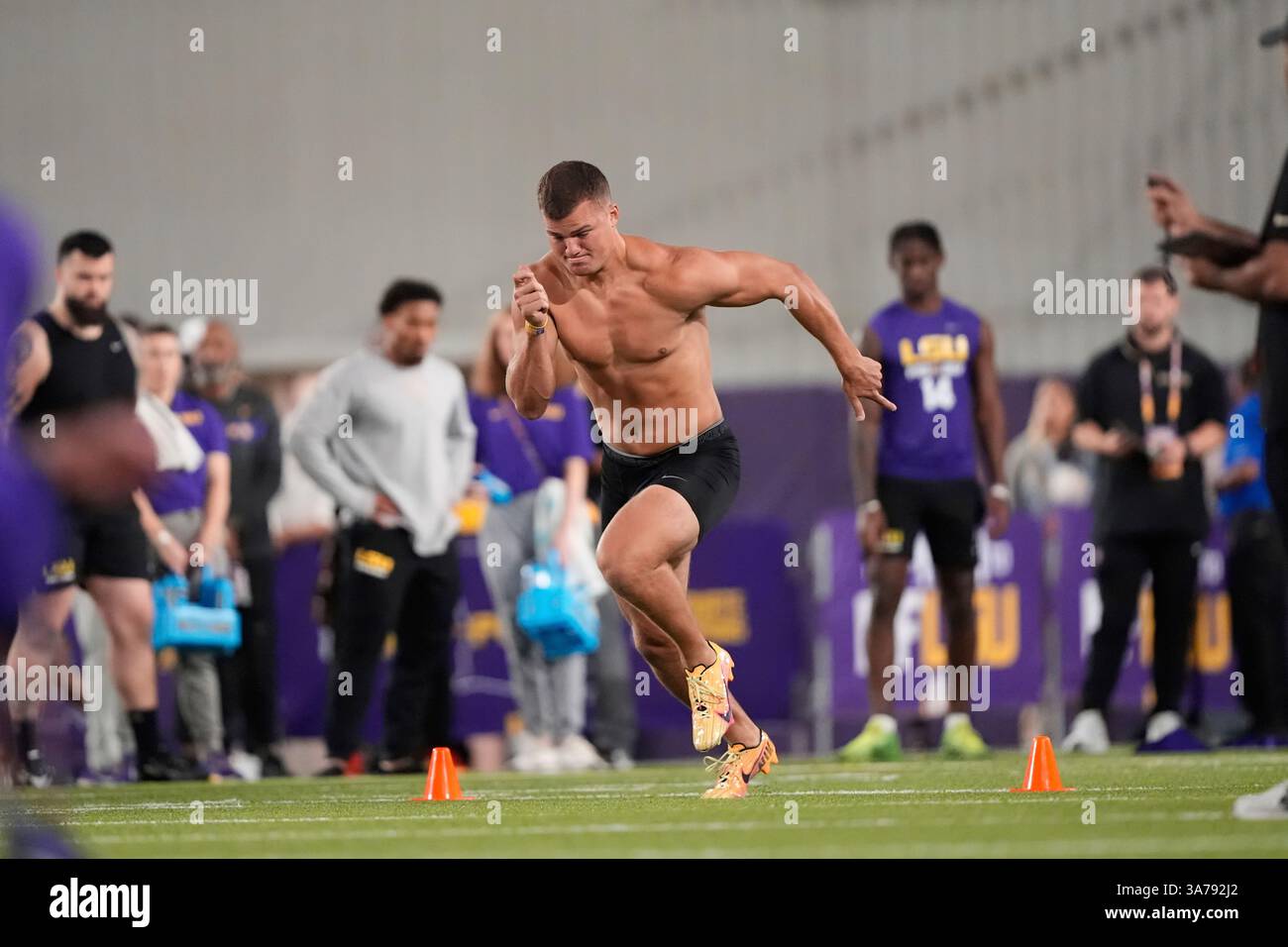 LSU tight end Mason Taylor runs through drills during the school's NFL ...