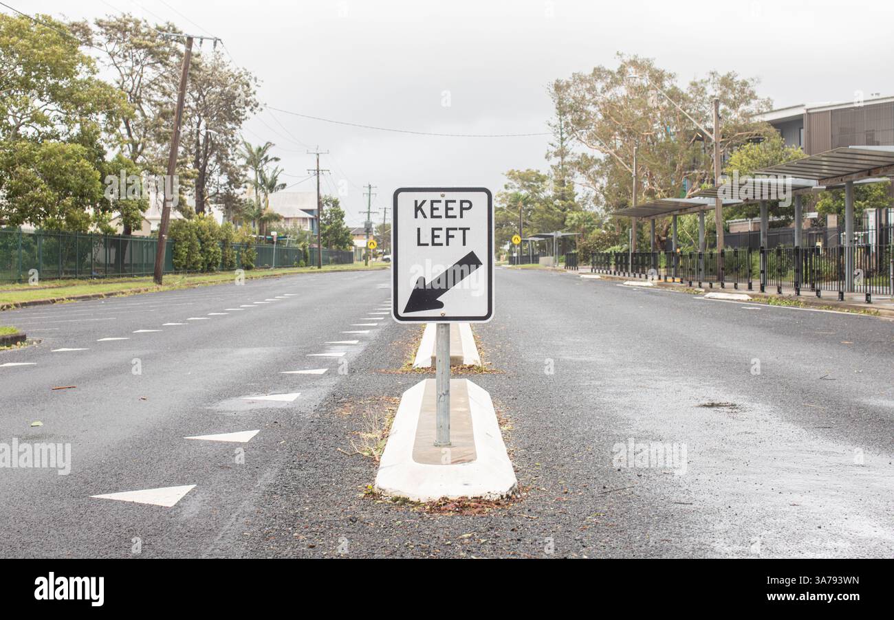 Keep Left Road sign Stock Photo - Alamy