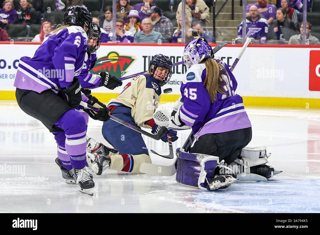 March 26th, 2025: Montreal Victoire forward Laura Stacey (7) watches the puck during a PWHL ...