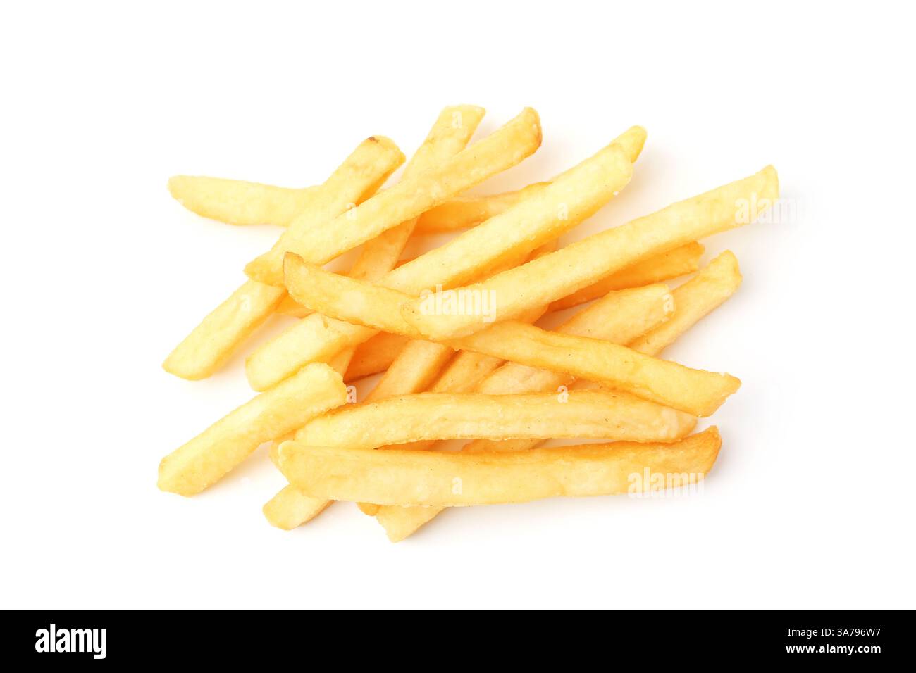 Many delicious French fries isolated on white, top view Stock Photo - Alamy