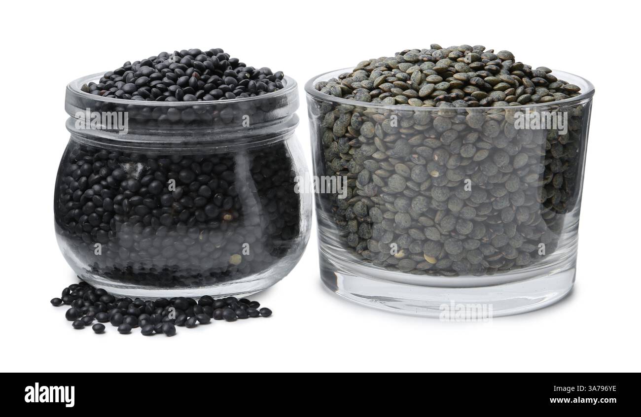 Different types of lentils isolated on white Stock Photo - Alamy