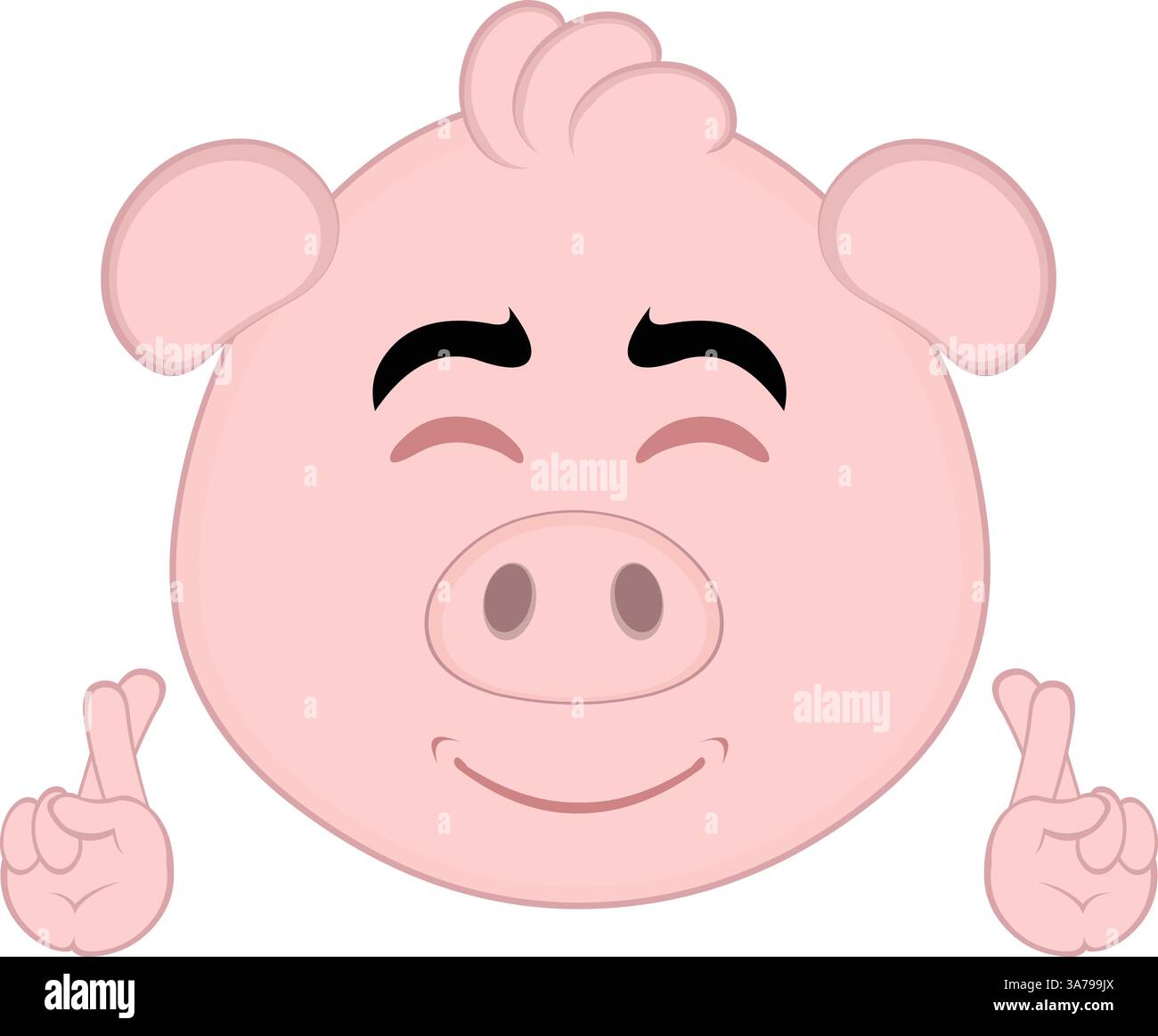 vector illustration emoji character face pig cartoon, crossing the fingers of the hands, asking ...