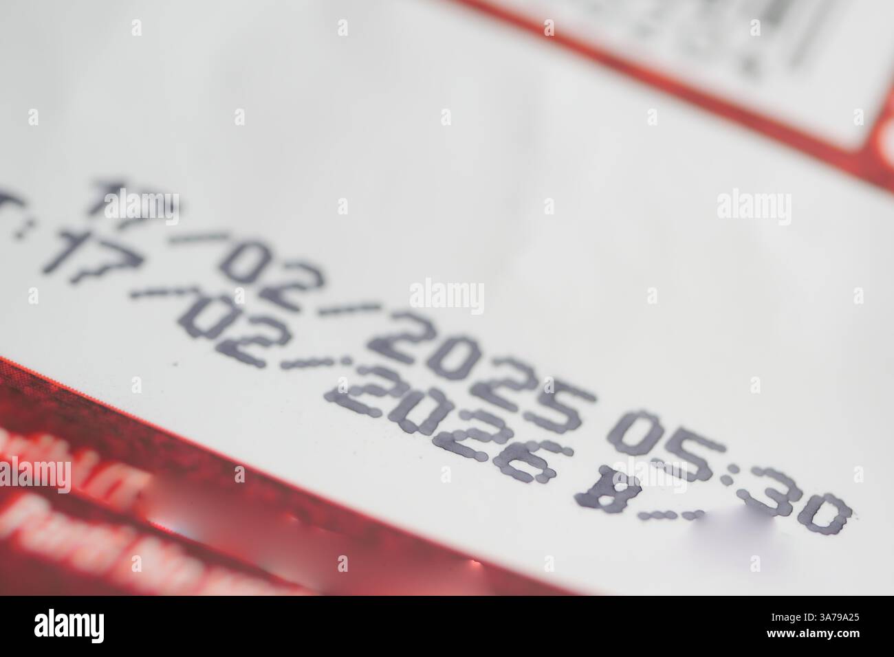 Date stamp on ticket showing valid times and expiration details Stock ...