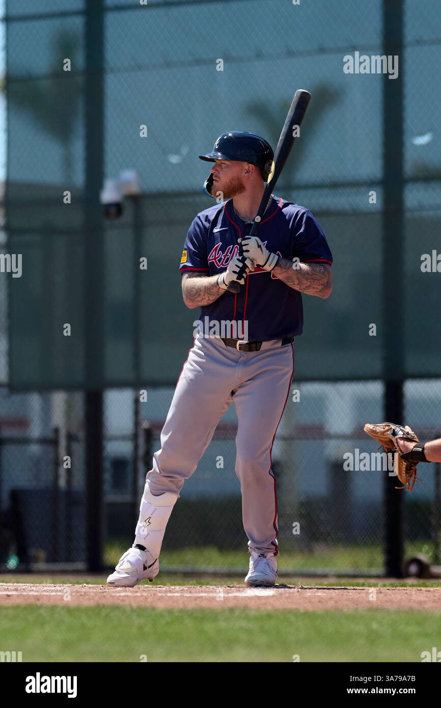 Atlanta Braves Alex Verdugo (22) at bat during an MiLB Spring Training game against the Tampa ...