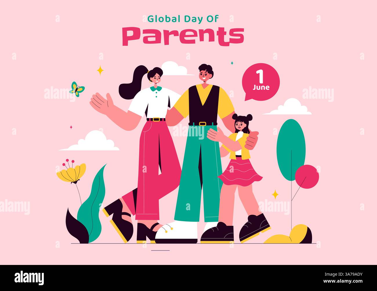 Global Day of Parents Vector Illustration featuring the Importance of ...