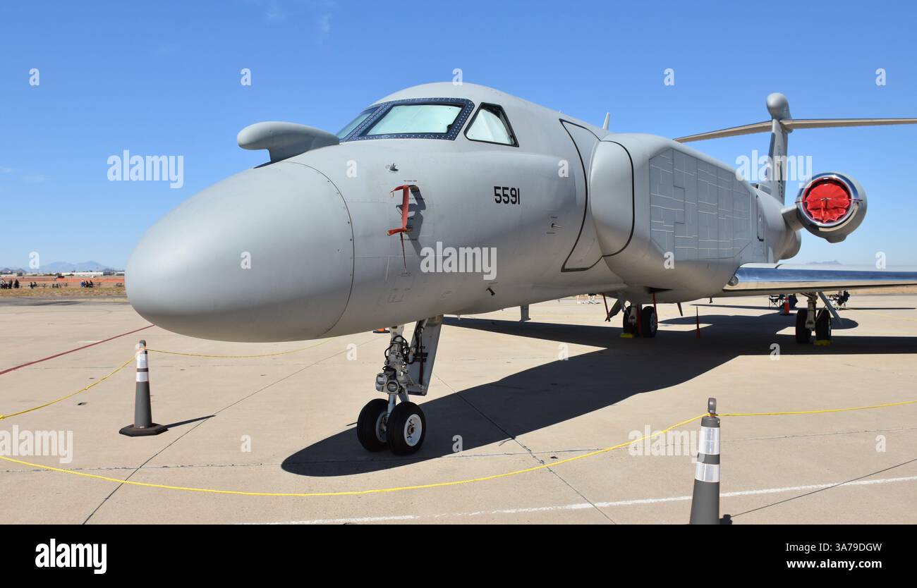 Tucson, AZ, USA - March 22, 2025: A U.S. Air Force EA-37B Compass Call (formerly EC-37B), an ...