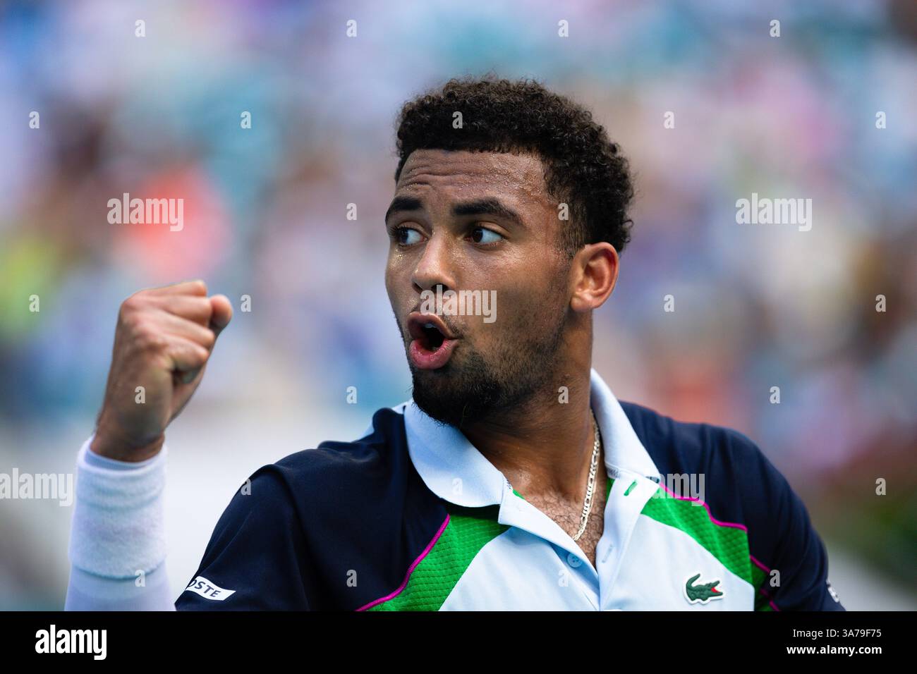 MIAMI GARDENS, FLORIDA - MARCH 26: Arthur Fils of France pumps a first ...