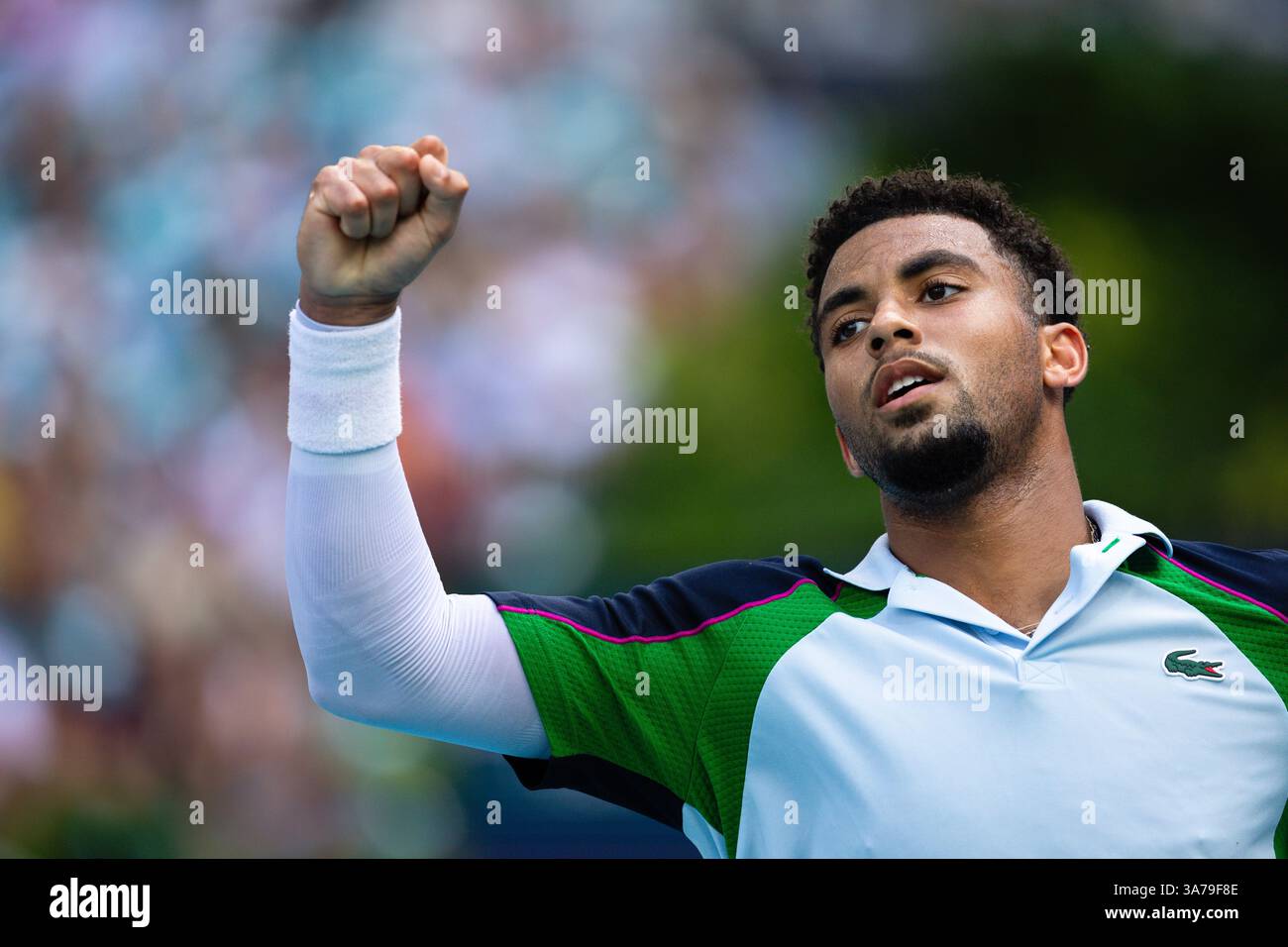 MIAMI GARDENS, FLORIDA - MARCH 26: Arthur Fils of France pumps a first ...
