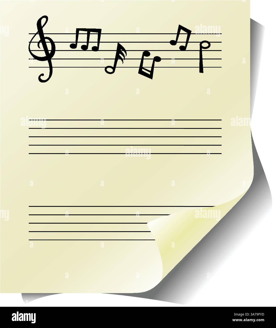Illustration of musical notes on a sheet Stock Vector Image & Art - Alamy