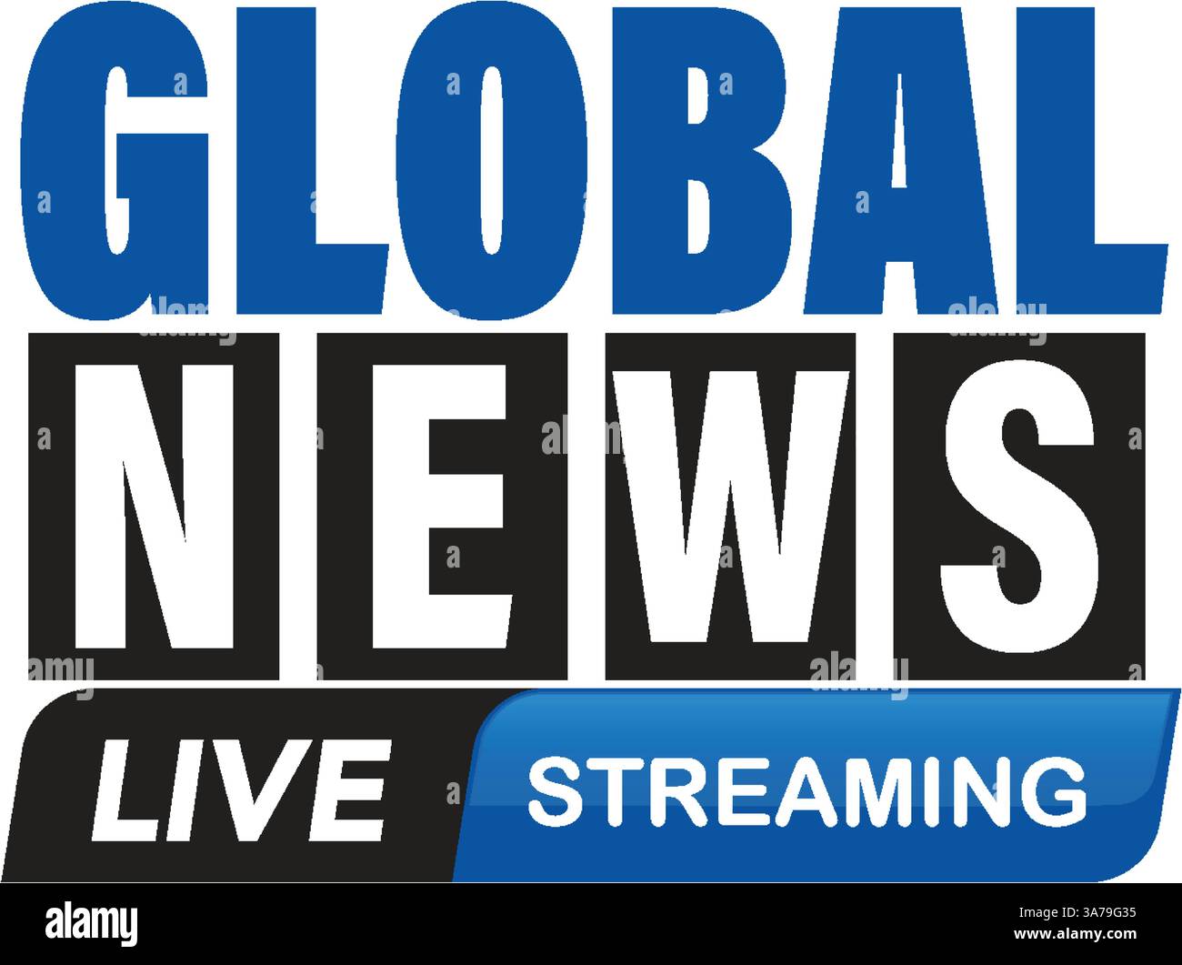 Bold vector illustration of a news logo featuring blue and black text ...