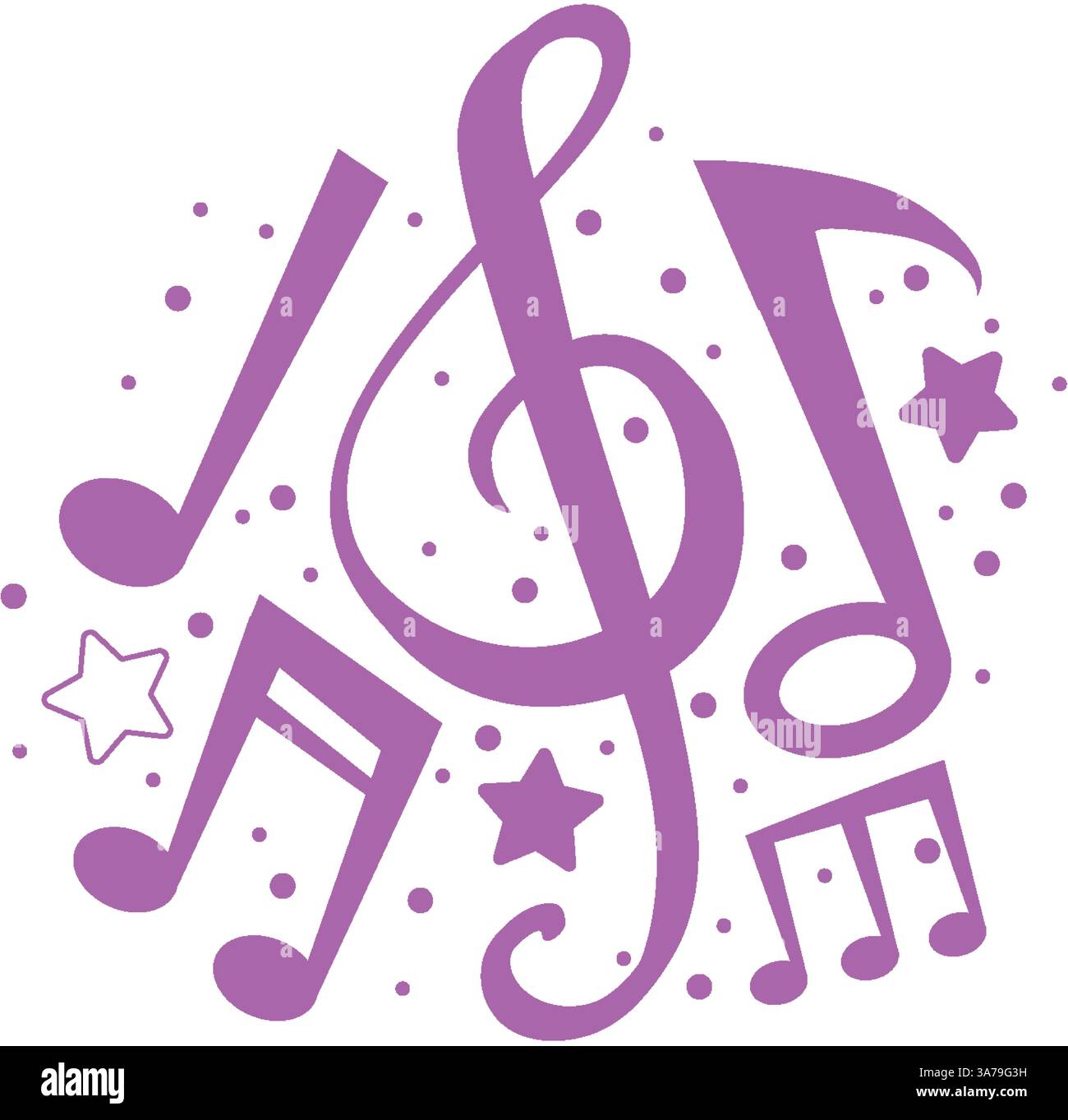 Purple musical notes with stars and dots Stock Vector Image & Art - Alamy