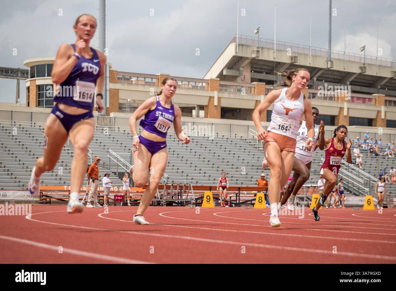 March 26, 2025: Athletes compete in the heptathlon 200-meter dash ...