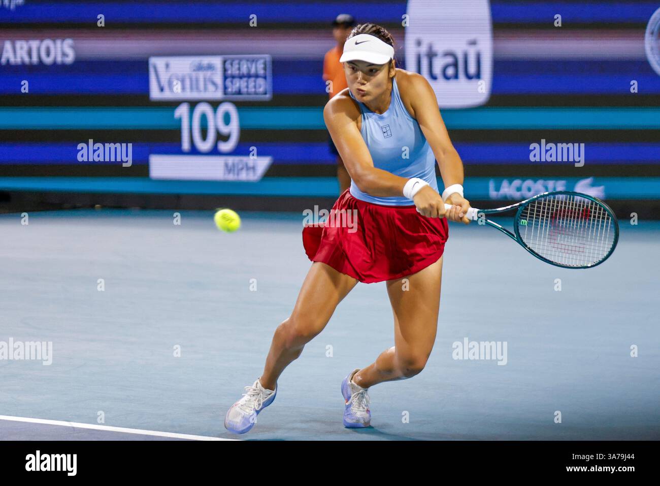 MIAMI GARDENS, FL - MARCH 26: Emma Raducanu (GBR) in action against ...