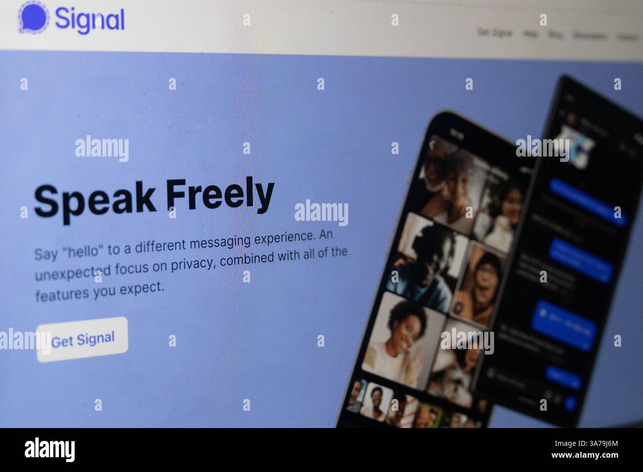 In this photo illustration, Signal messaging app webpage is seen ...