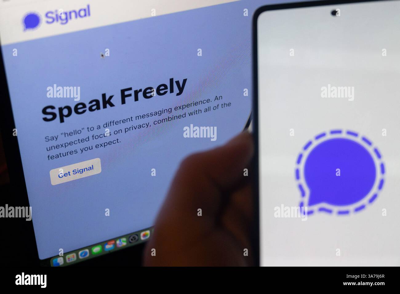 In this photo illustration, Signal company logo is seen displayed on a ...