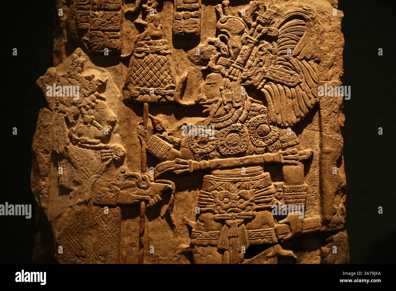 A detail of bas-relief Dintel 43 from Maya archaeological site ...