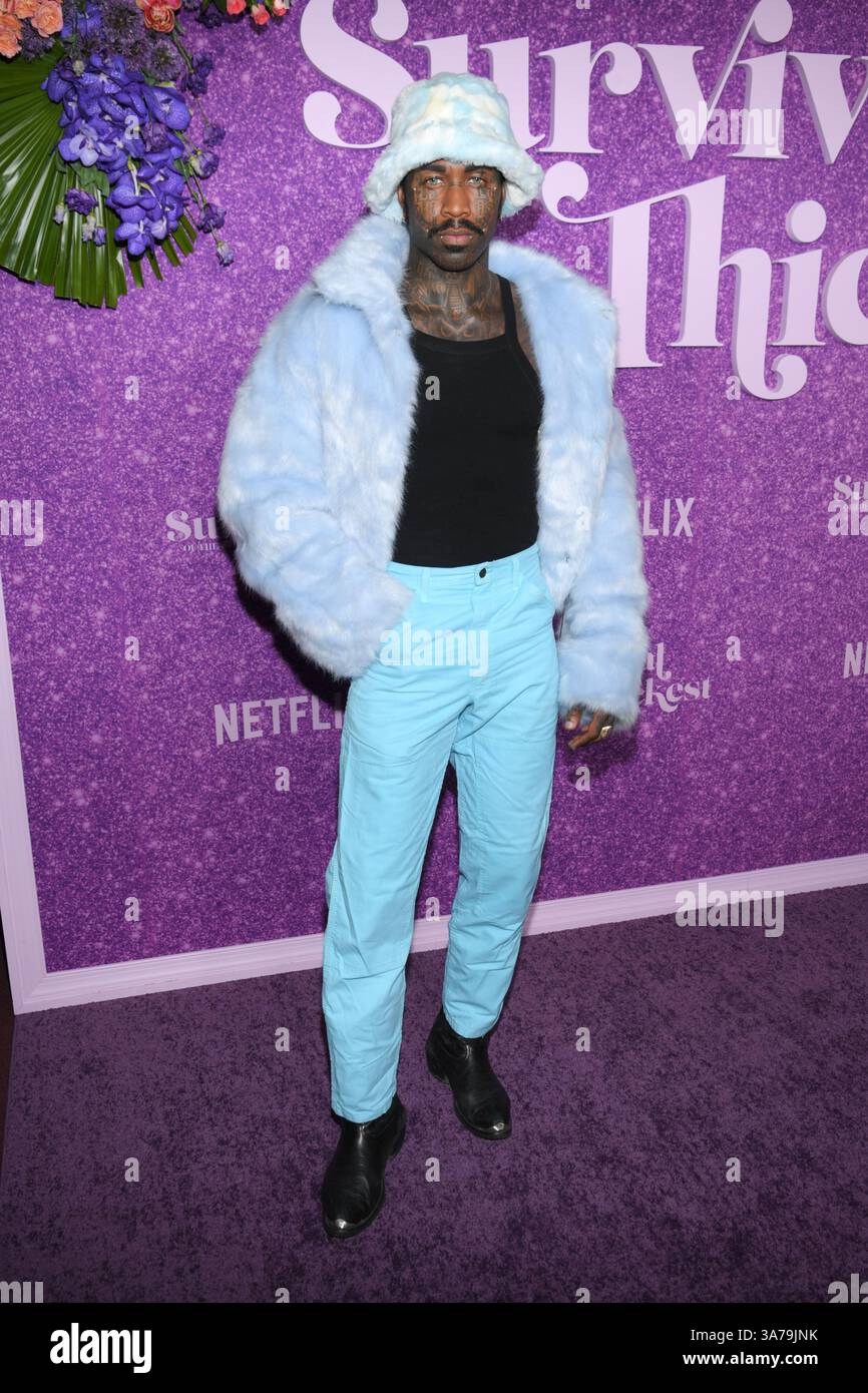 New York, USA. 26th Mar, 2025. Yves Mathieu East attends "Survival of ...