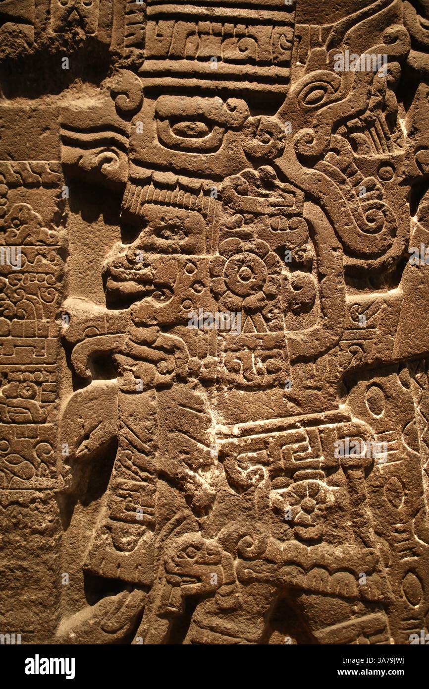 Mexico City, Mexico. 13th Mar, 2025. A Carved stone representing the ...