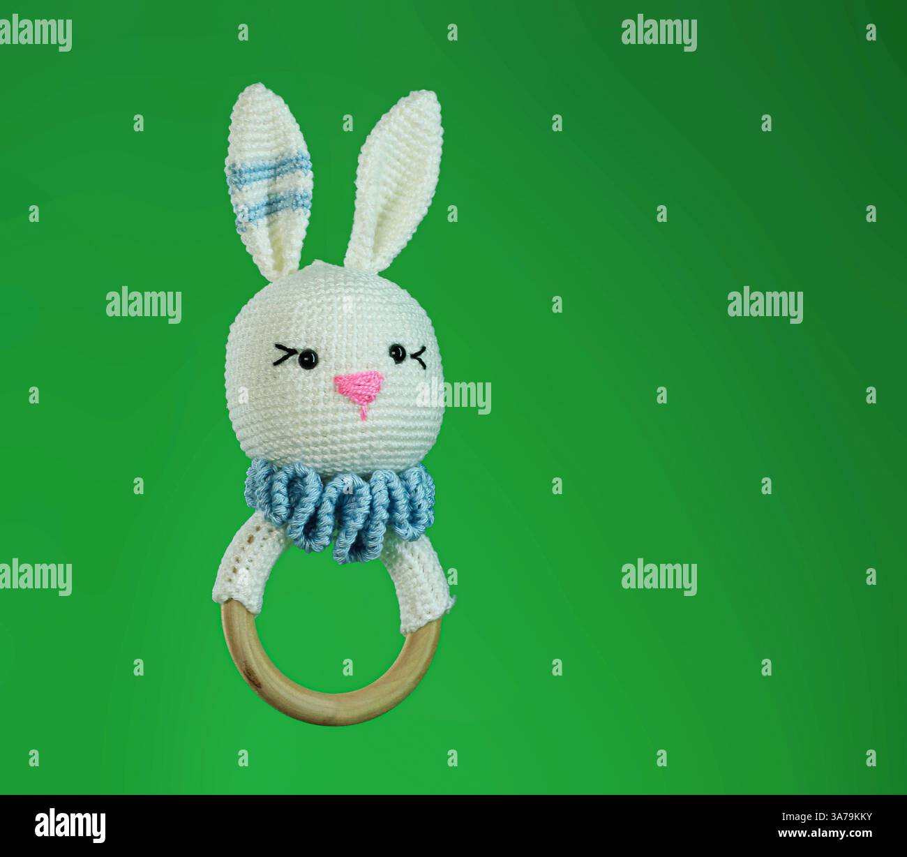 Organic teething rabbit rattle toy crocheted using 100% cotton yarn and ...