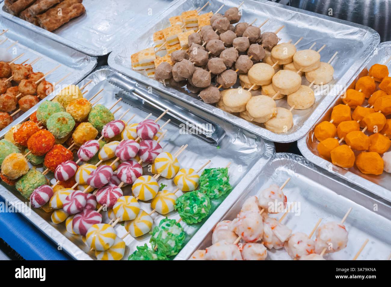 fast food at the vietnamese night market in Vietnam. Traditional asian ...