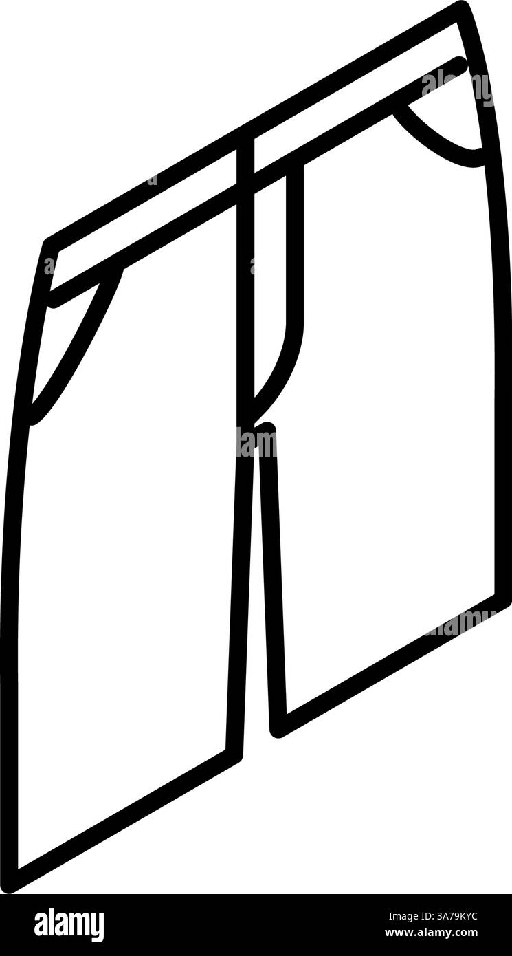 Bottoms, half pants, simple isometric line drawing icon in black and ...