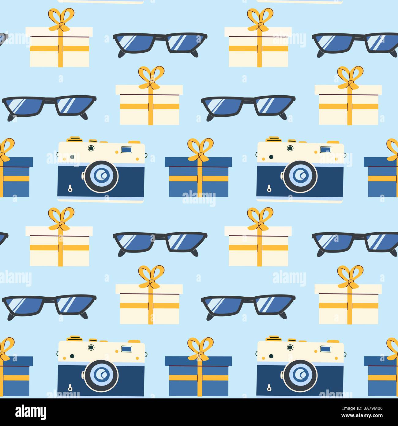 Happy father's day pattern with gifts and accessories for festive ...