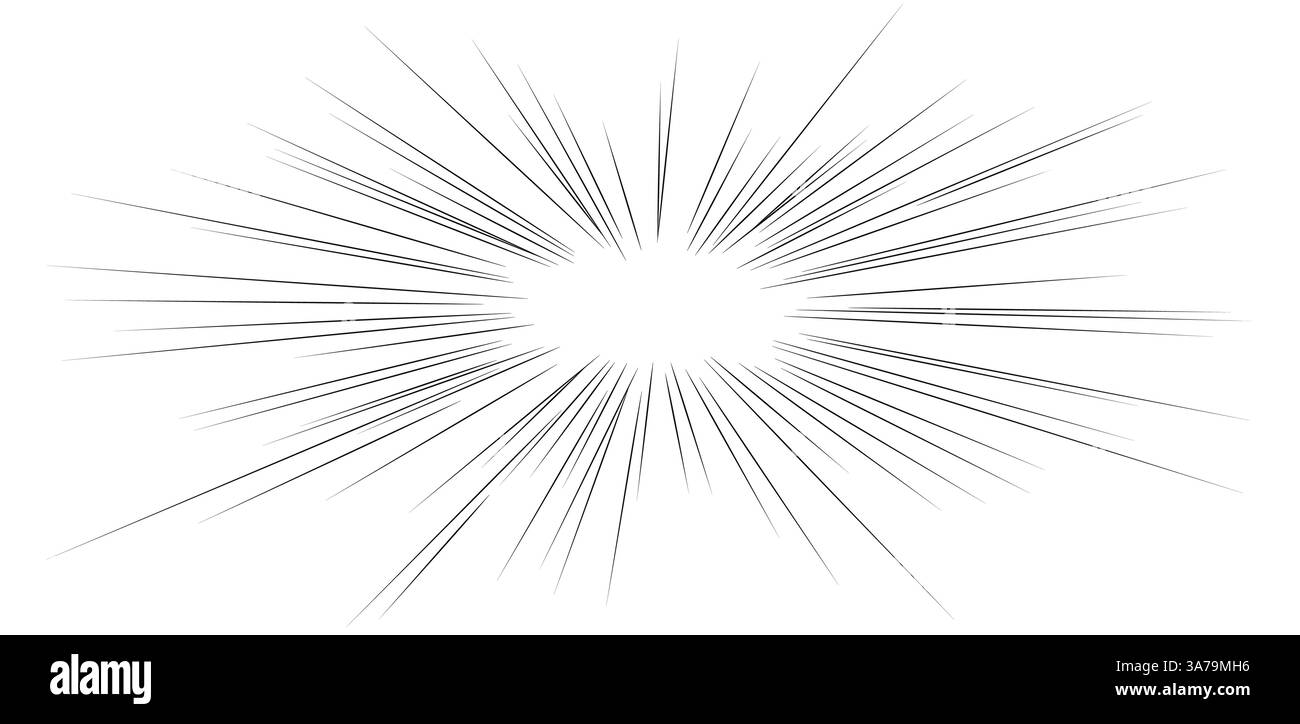 Radial speed lines burst from center. Comic book action, superhero ...