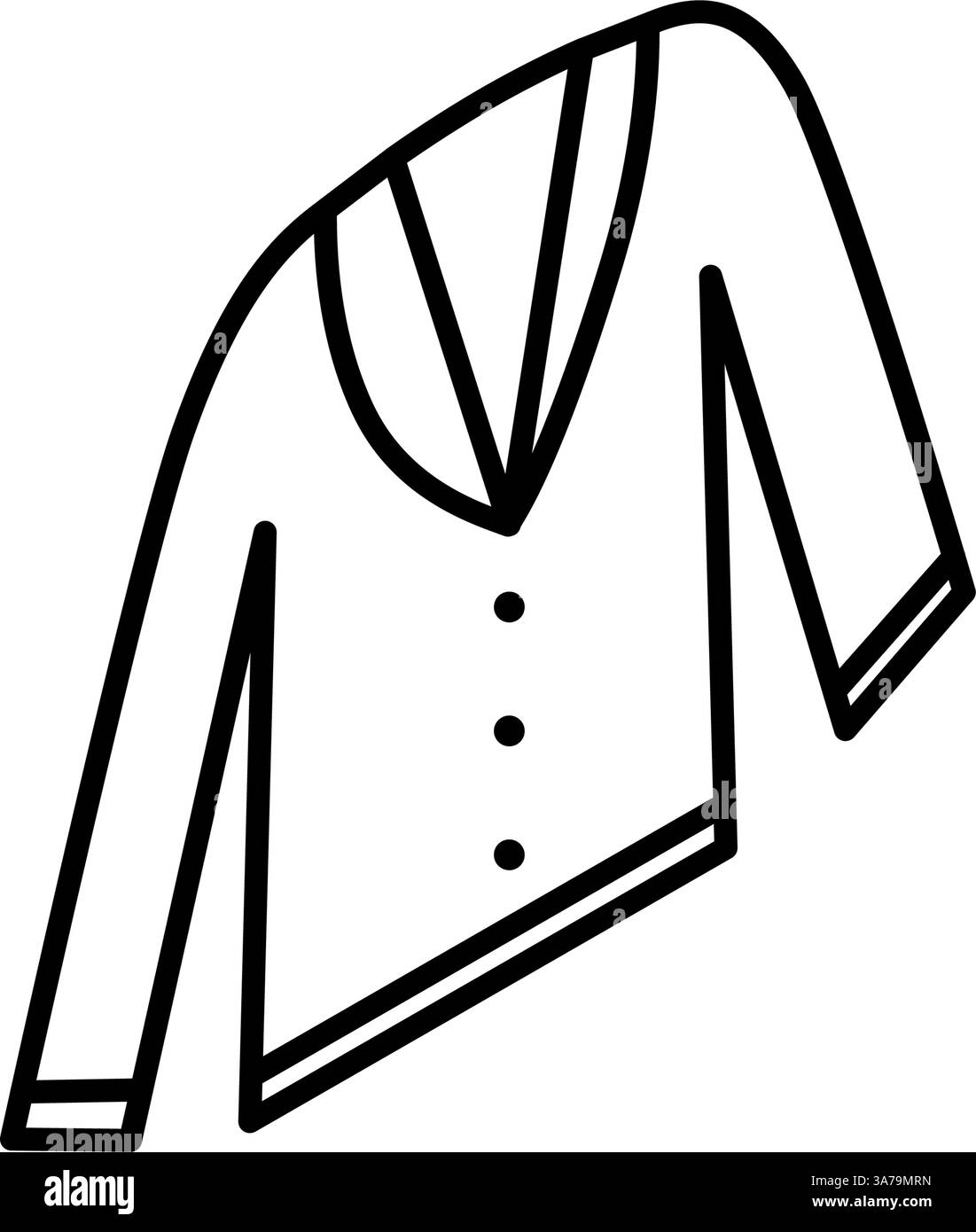 Thick collared cardigan, Clothes simple isometric line drawing icon in ...