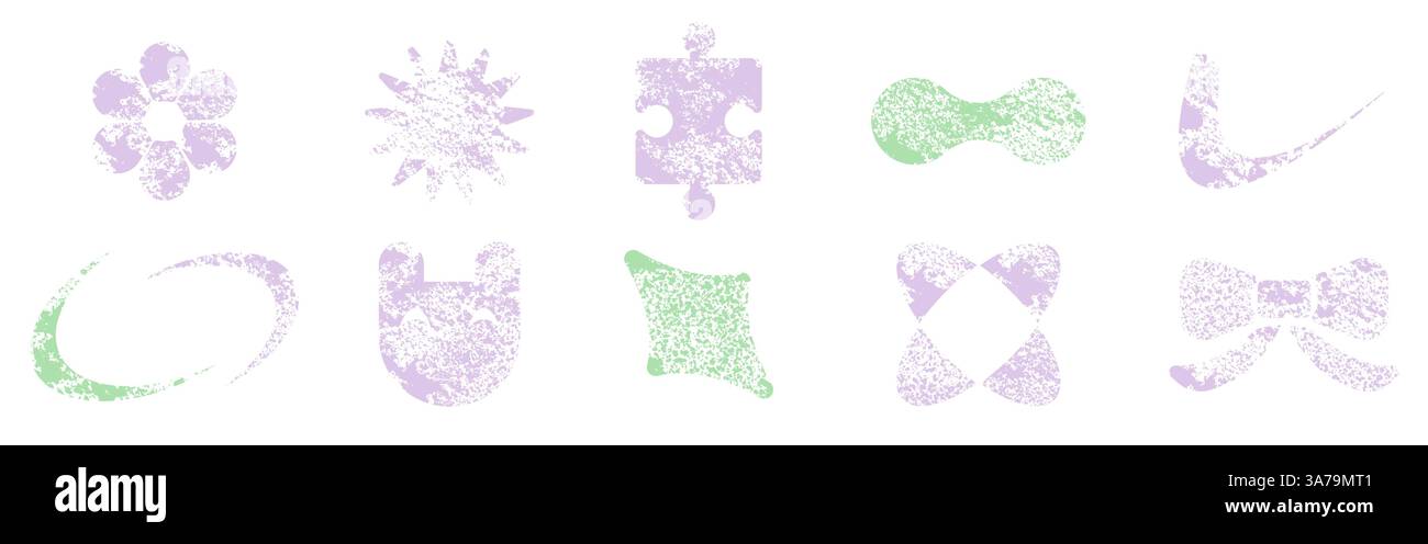 Pastel colored abstract shapes set with grungy noise texture - flowers ...